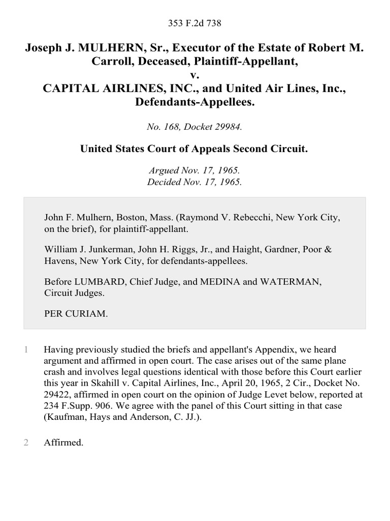 Joseph J. Mulhern, SR., of The Estate of Robert M. Carroll, Deceased v ...