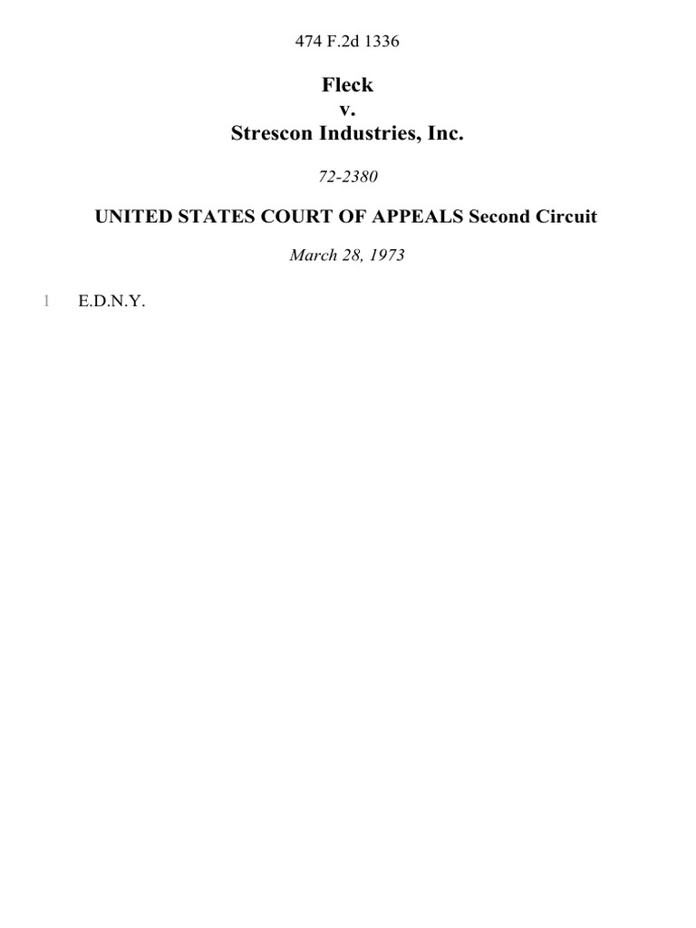 Fleck v. Strescon Industries, Inc, 474 F.2d 1336, 2d Cir. (1973) | PDF