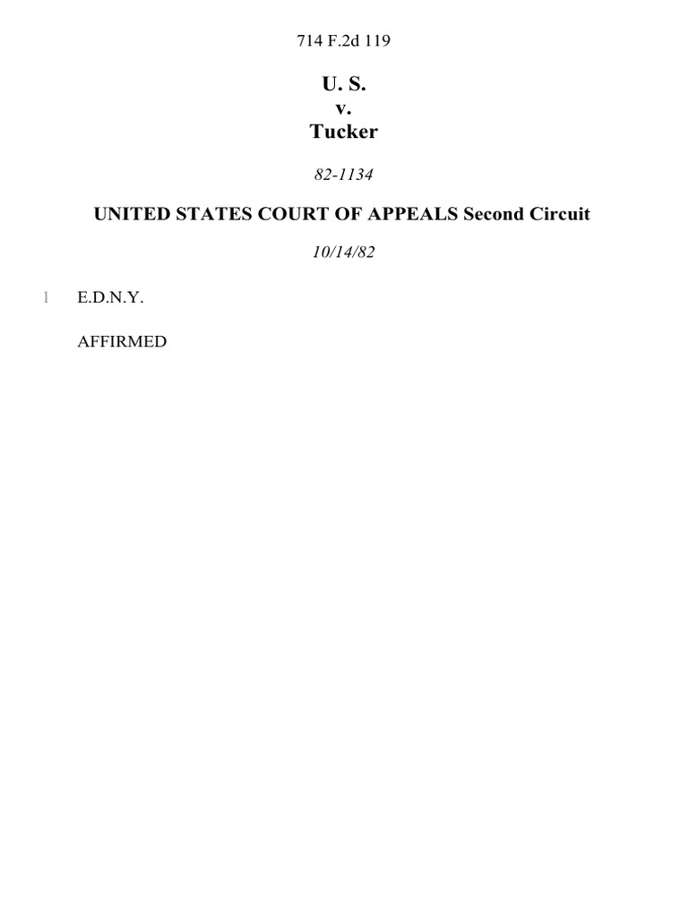 United States v. Tucker, 714 F.2d 119, 2d Cir. (1982) | PDF