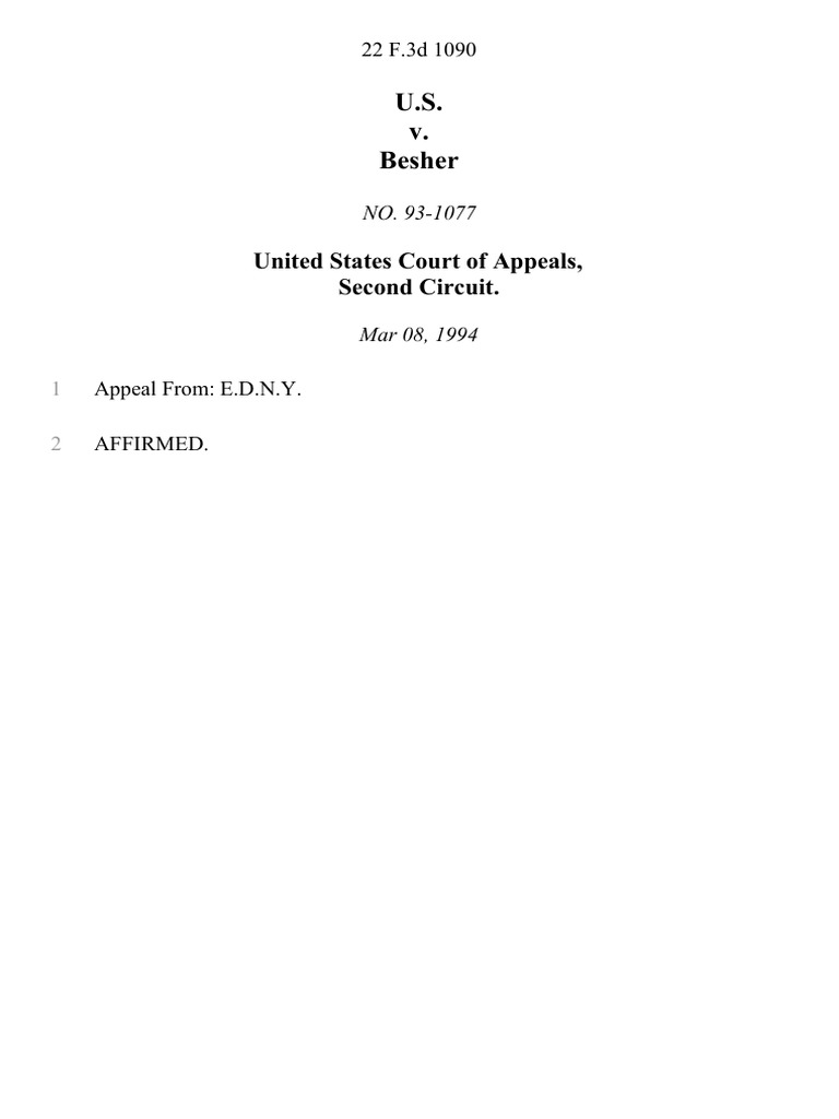 United States v. Besher, 22 F.3d 1090, 2d Cir. (1994) | PDF | Federal ...