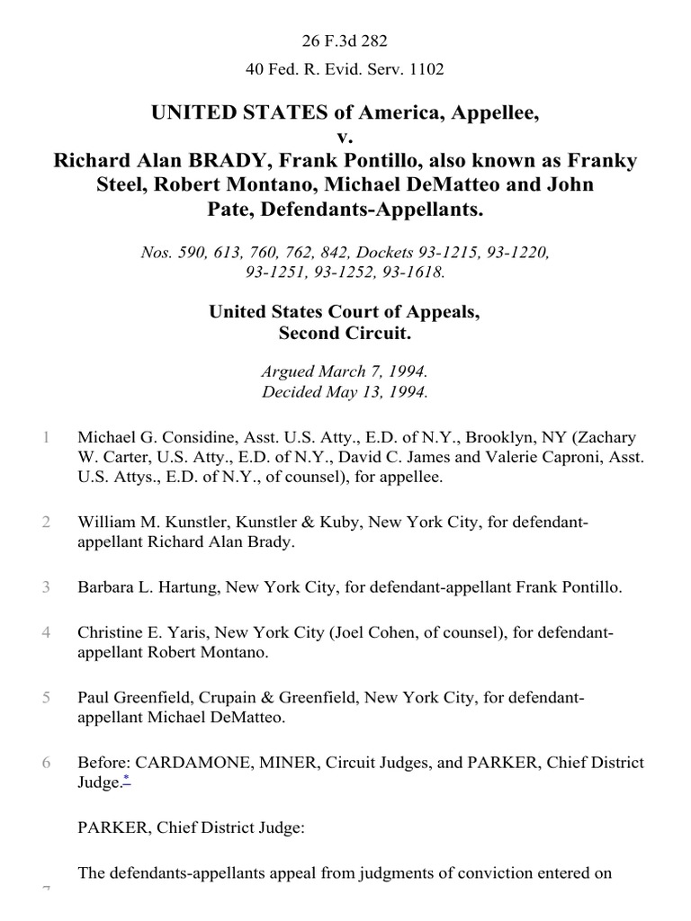 United States v. Richard Alan Brady, Frank Pontillo, Also Known As ...