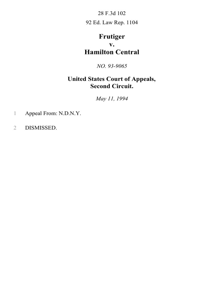 Frutiger v. Hamilton Central, 28 F.3d 102, 2d Cir. (1994) | PDF