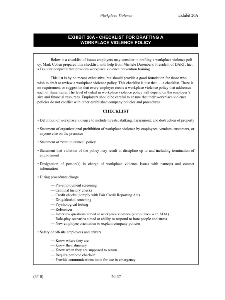 Workplace Violence Checklist | PDF | Computer Security | Security