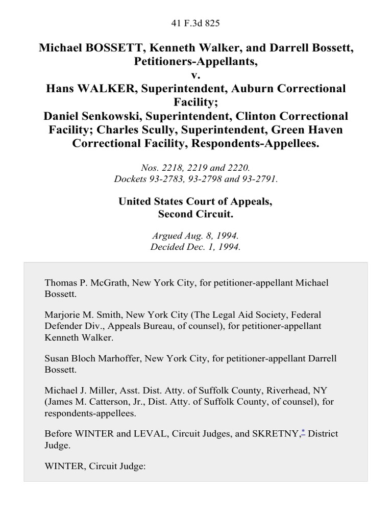 Habeas Corpus Denial for Bossett, Walker | PDF | Sixth Amendment To The ...