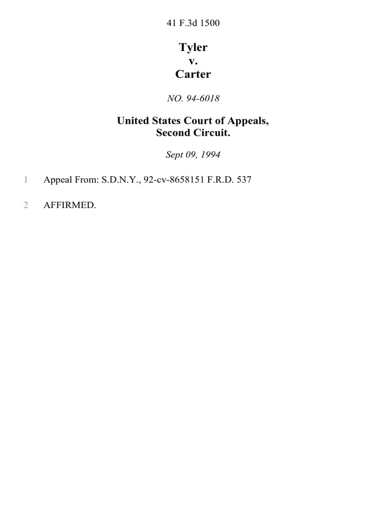 Tyler v. Carter, 41 F.3d 1500, 2d Cir. (1994) | PDF