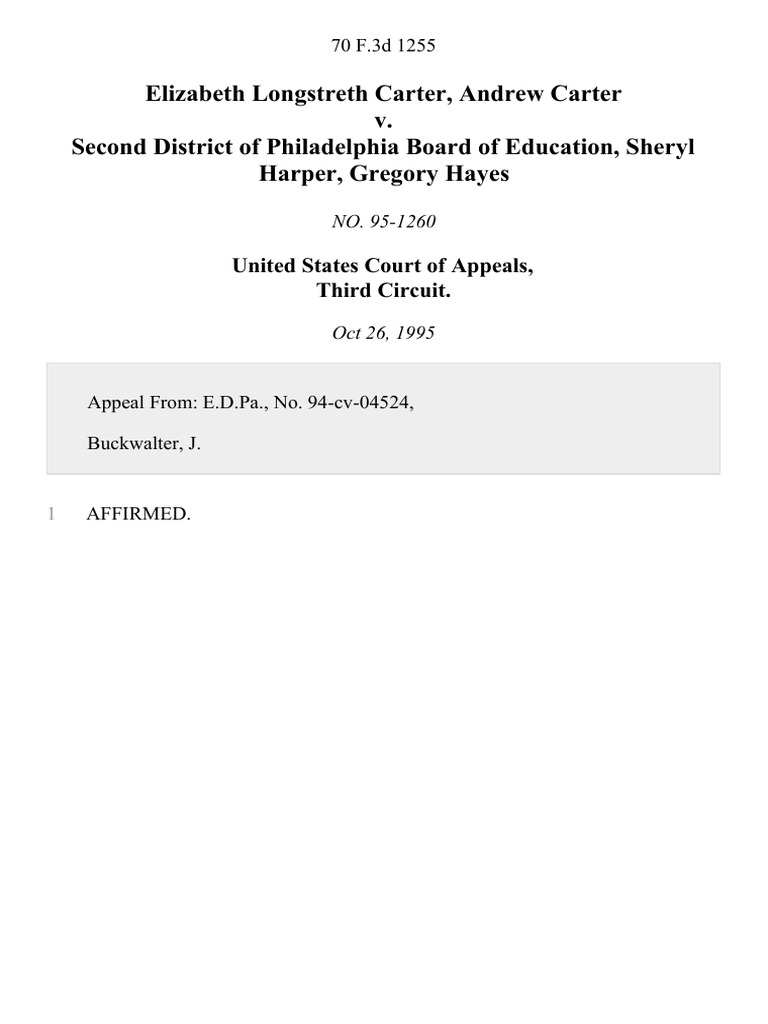 Elizabeth Longstreth Carter, Andrew Carter v. Second District of ...