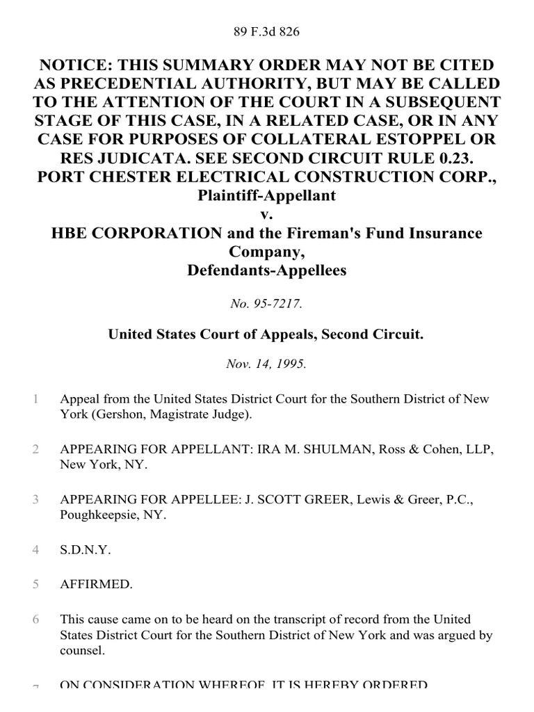 Port Chester Electrical Construction Corp. v. Hbe Corporation and The ...