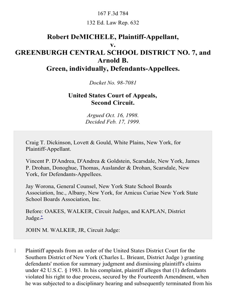 Robert Demichele v. Greenburgh Central School District No. 7, and ...