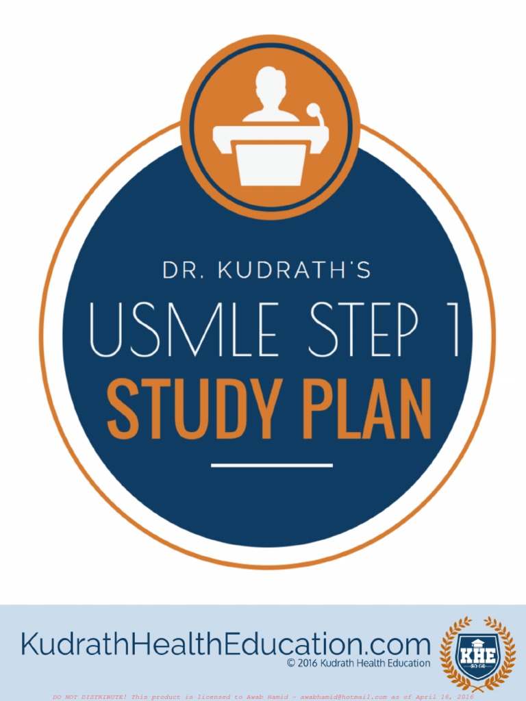 Dr. Kudraths USMLE Step 1 Study Plan 2 | PDF | United States Medical ...