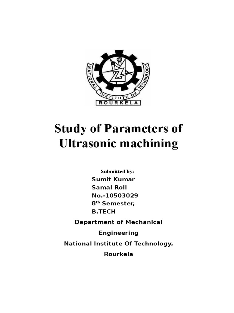 USM Study of Parameters of USM | PDF | Machining | Ceramics