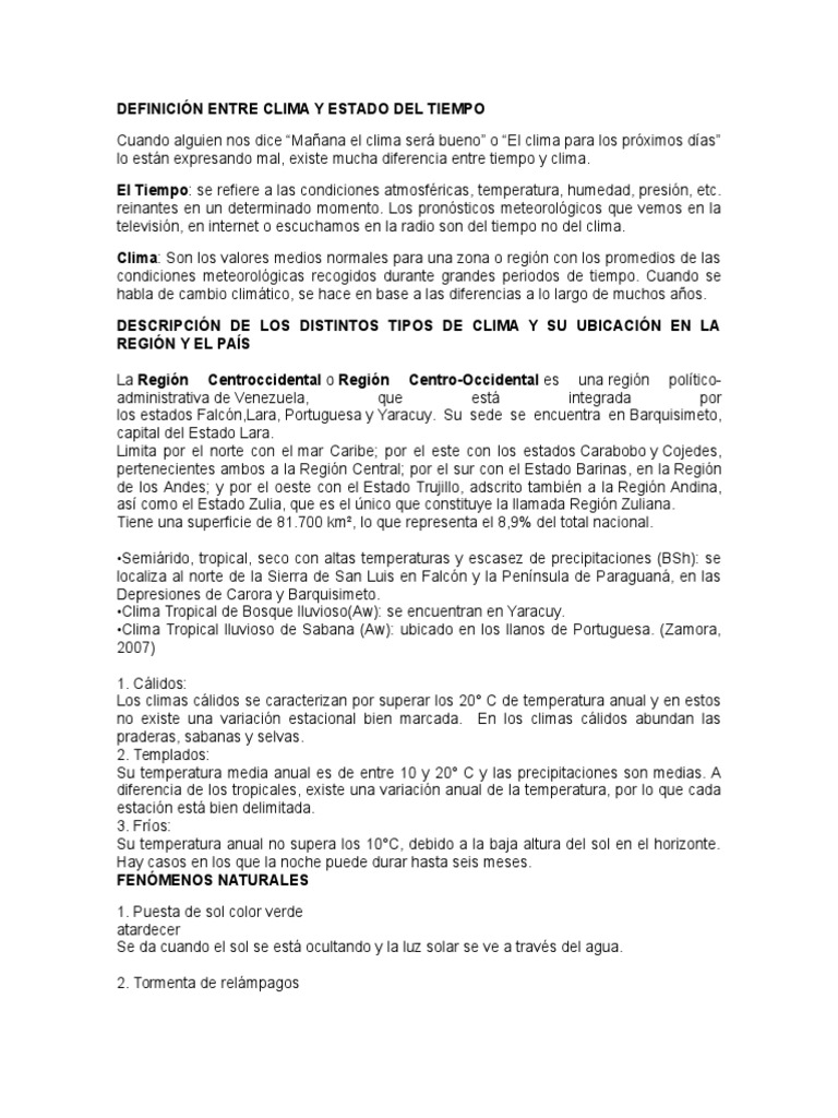 Definición Entre Clima y Estado Del Tiempo | PDF | Citoplasma ...