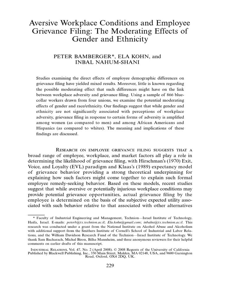 Demographic Grievance Paper | PDF | Multilevel Model | Employment