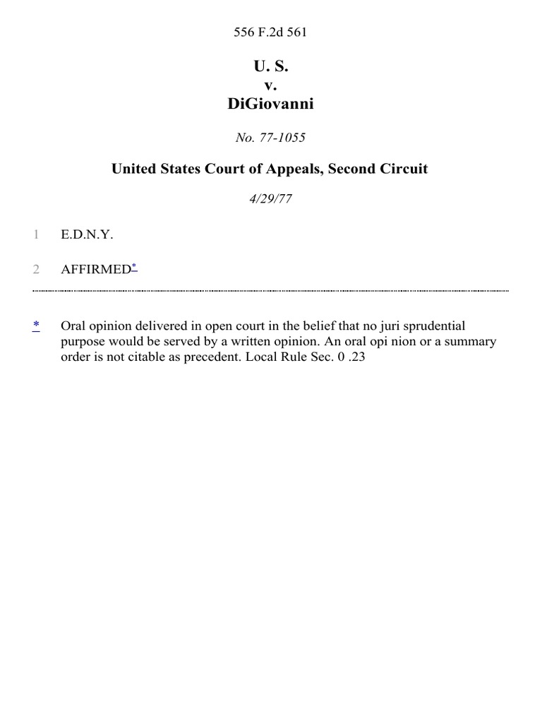 United States v. Digiovanni, 556 F.2d 561, 2d Cir. (1977) | PDF