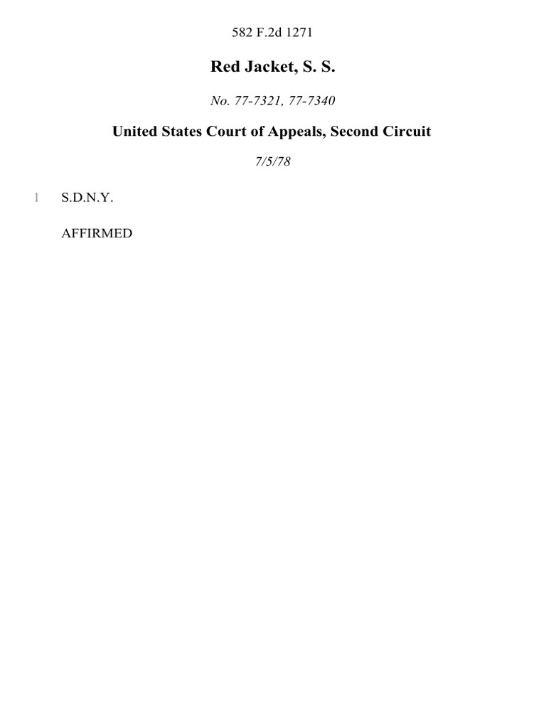 Red Jacket, S. S, 582 F.2d 1271, 2d Cir. (1978) | PDF | Federal ...