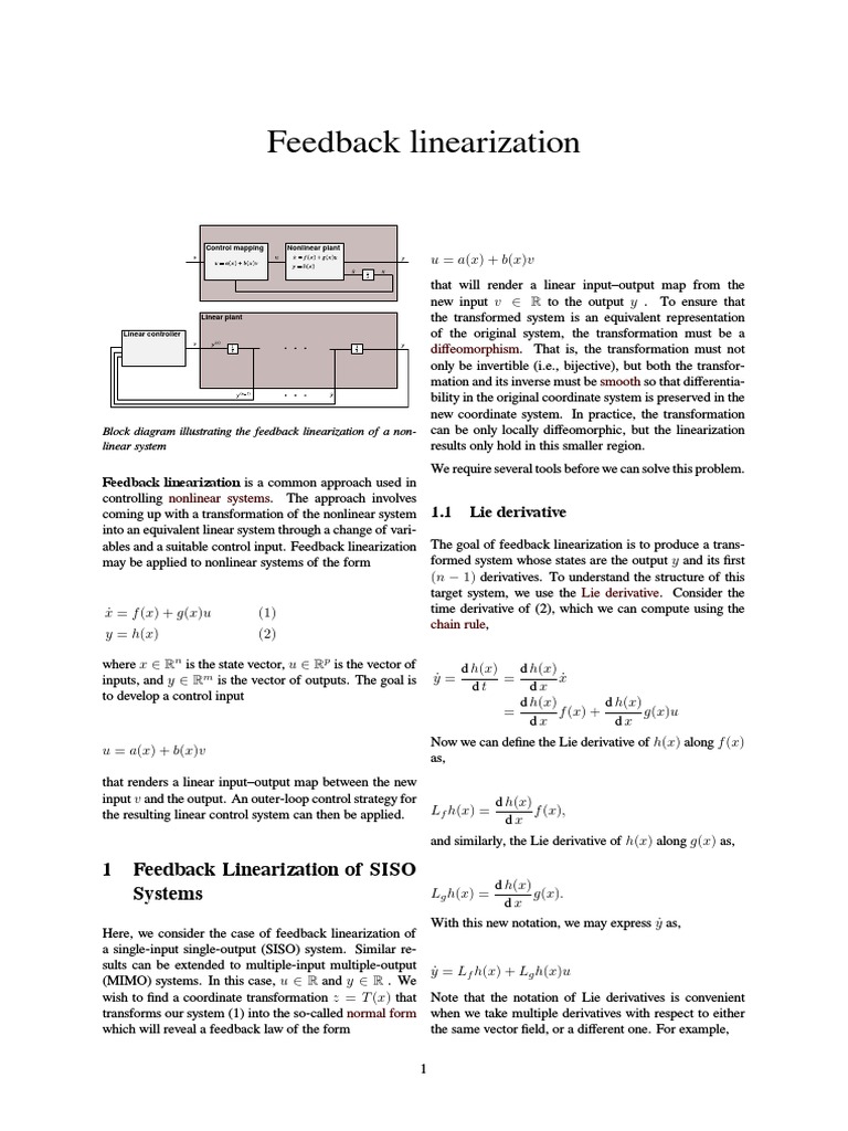 Feedback Linearization of Nonlinear Systems | PDF | Applied Mathematics ...