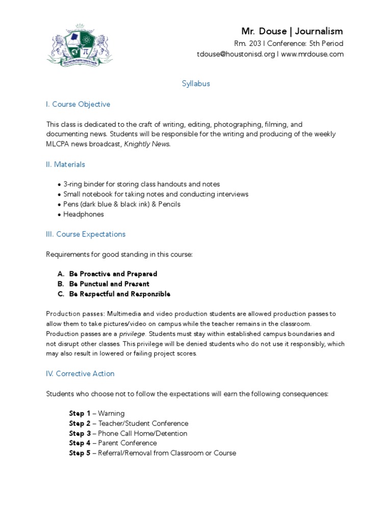 2016-2017 Journalism Syllabus | PDF | Photo Manipulation | Homework