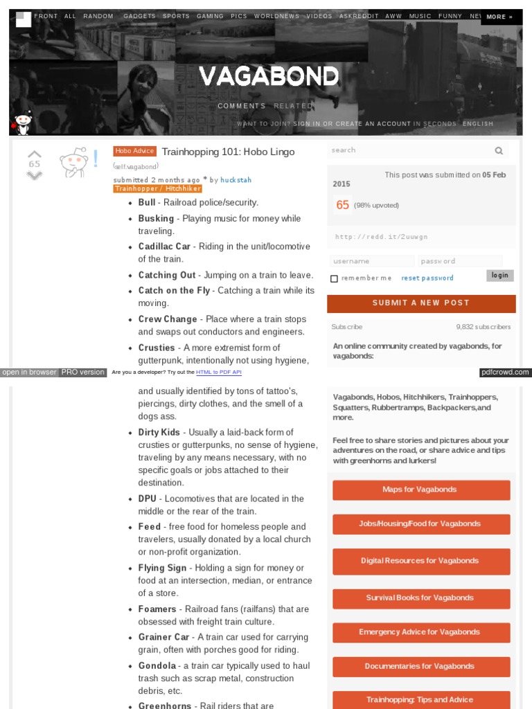 Trainhopping - Hobo Lingo | PDF | Rail Transport | Transport