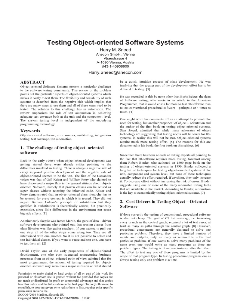 Testing Oo Software Pdf Class Computer Programming Method Computer Programming