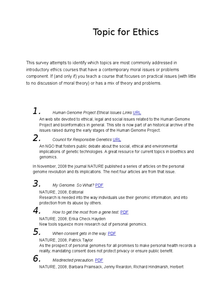 Ethical Issues in Bioinformatics Courses | PDF