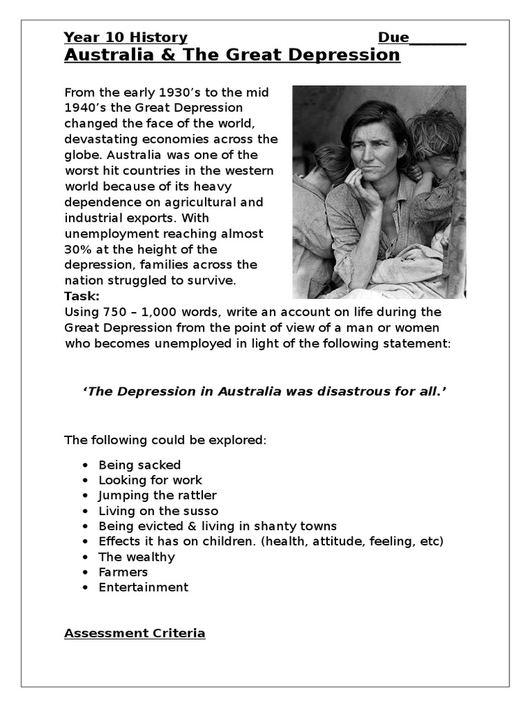 Assignment 1 The Great Depression | PDF