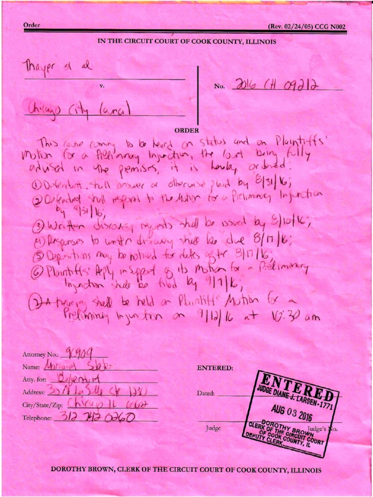 Judge Diane Larsen Order, 2016-08-03 | PDF