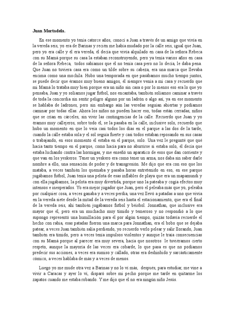 Juan Mortadela. Microcuento. | PDF | Ocio | Entretenimiento (general)