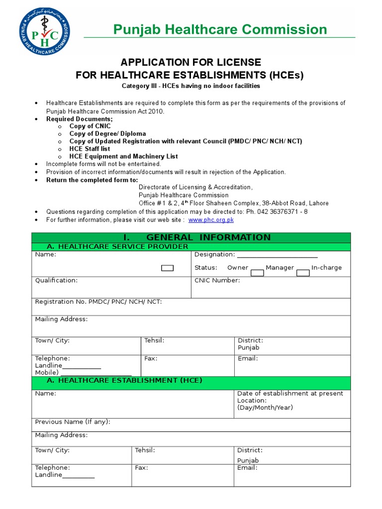 Application For License - Category III | PDF | Ownership | Health Care