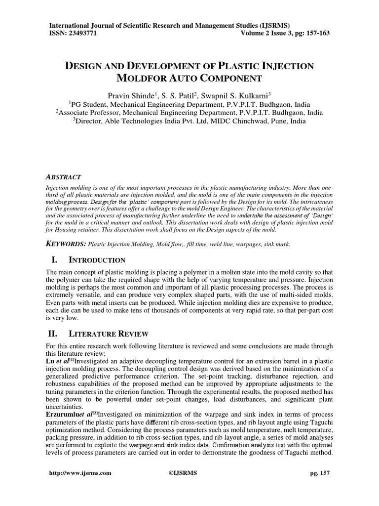 D D P I M A C: Esign and Evelopment of Lastic Njection Oldfor UTO ...