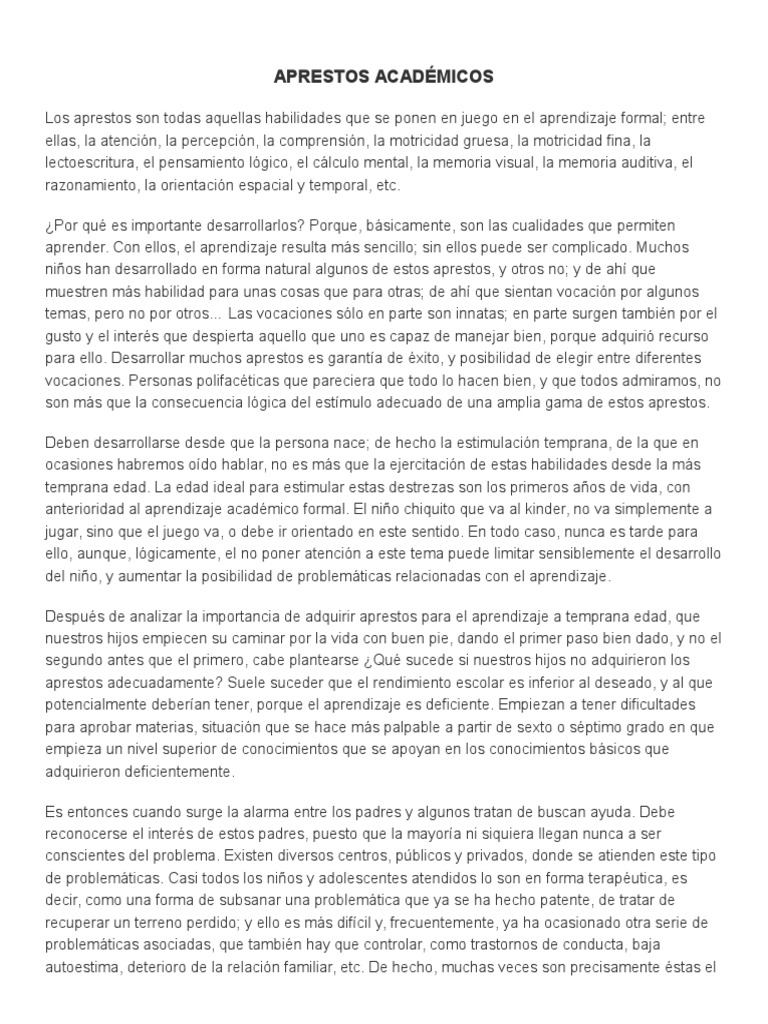 Definición Apresto Escolar | PDF | Modificación de comportamiento ...