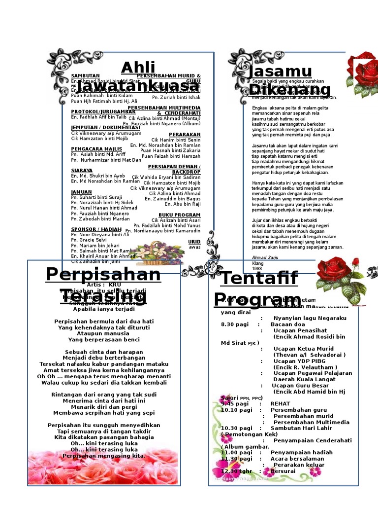 Buku Program Majlis Persaraan Guru Besar SK Methodist | PDF