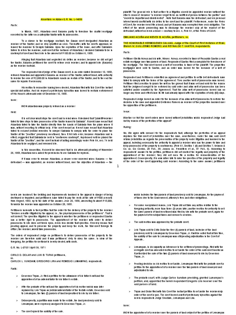 Receivership Replevin Digest | Download Free PDF | Surety Bond | Lawsuit