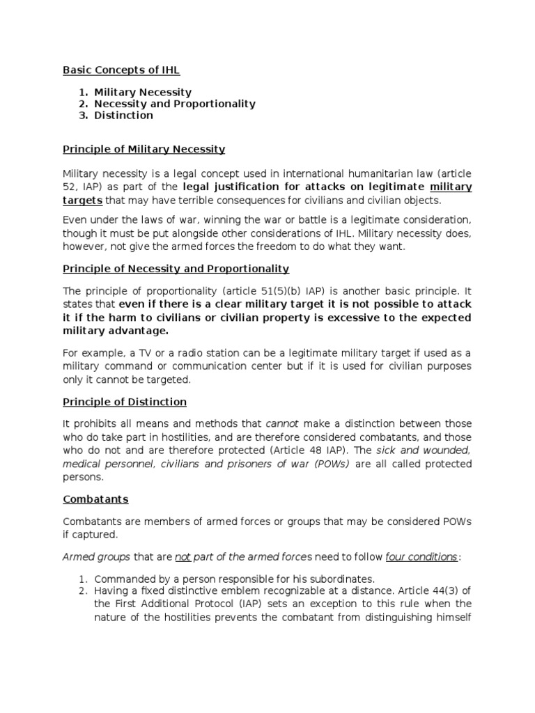 Basic Concepts of IHL | International Humanitarian Law | Geneva Conventions