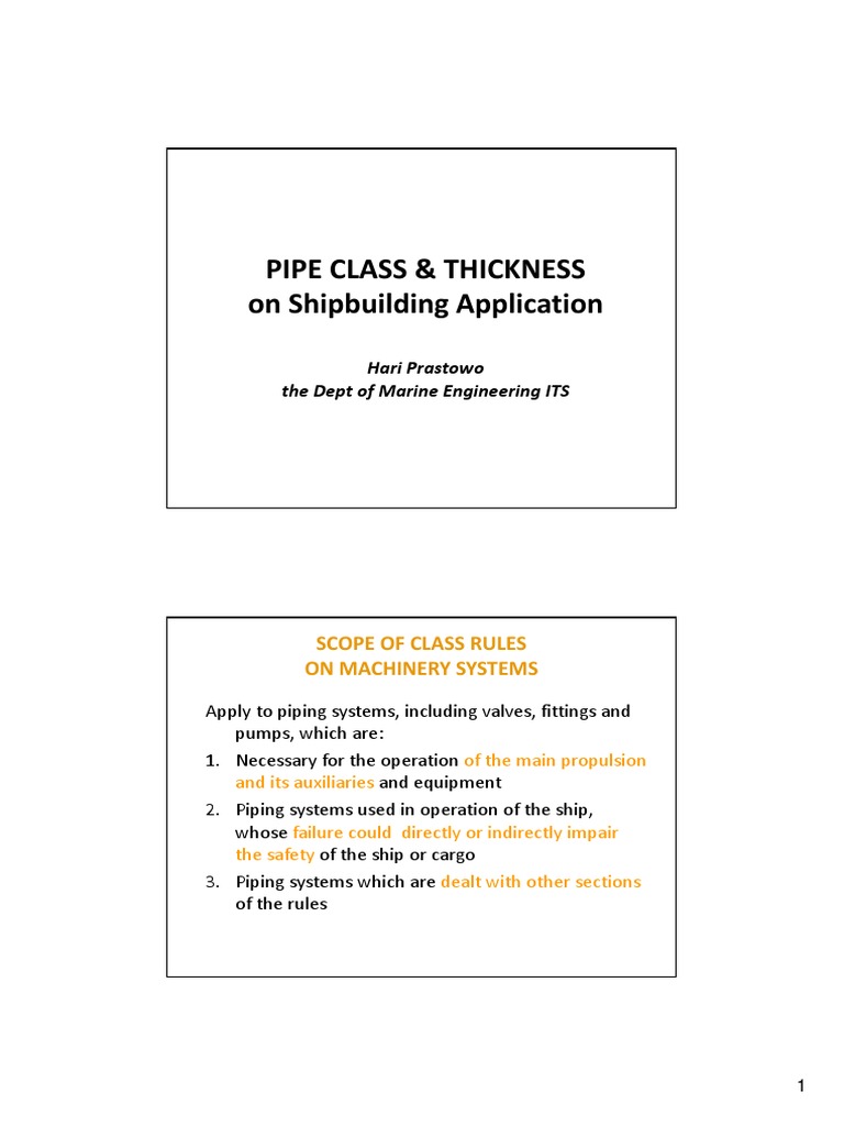 Pipe Class & Thickness Guide for Shipbuilding | PDF | Pipe (Fluid ...