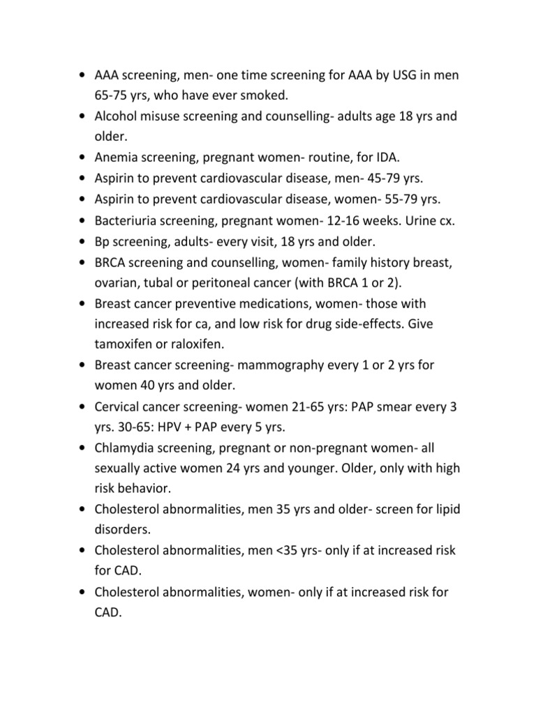 USPSTF Recommendations PDF | PDF | Preventive Healthcare | Cancer