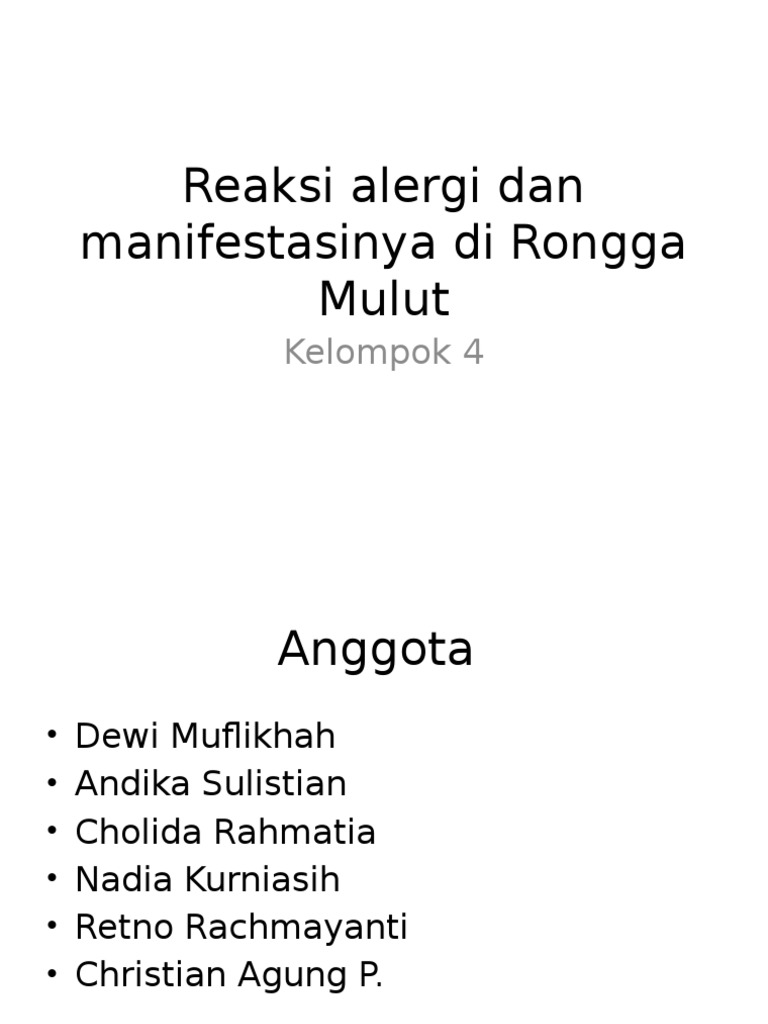 Reaksi Alergi di Rongga Mulut | PDF