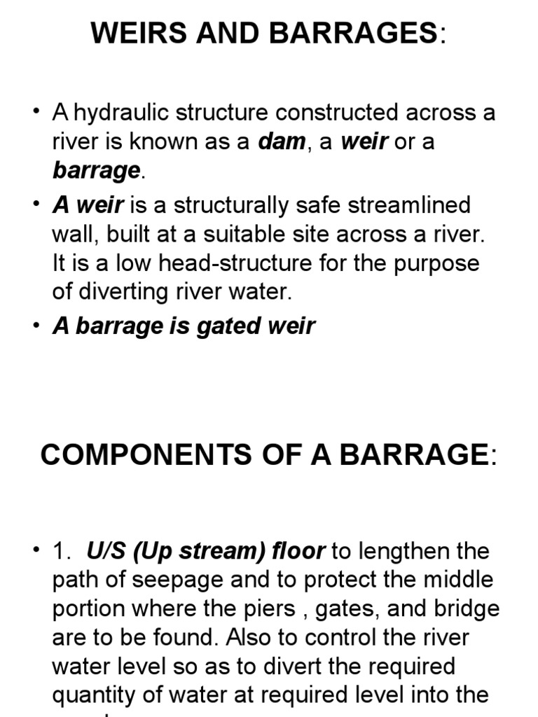 Lecture-3,4, 5-Weirs and Barrages | PDF | Soil Mechanics | Deep Foundation