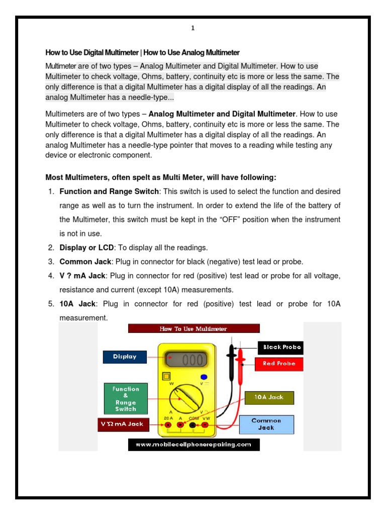 How To Use Digital Multimeter | PDF | Bipolar Junction Transistor ...