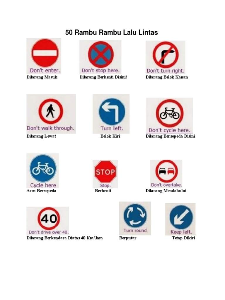 50 Rambu Rambu Lalu Lintas | PDF