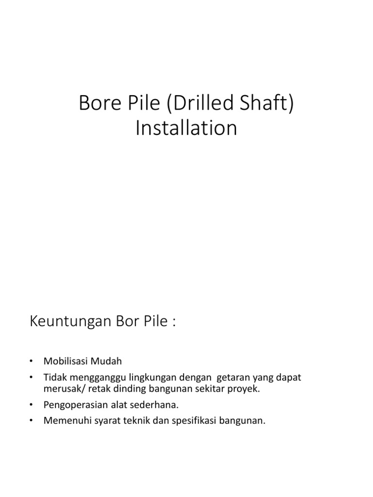 Bored Pile | PDF | Pondasi Dalam | Mekanika Padat