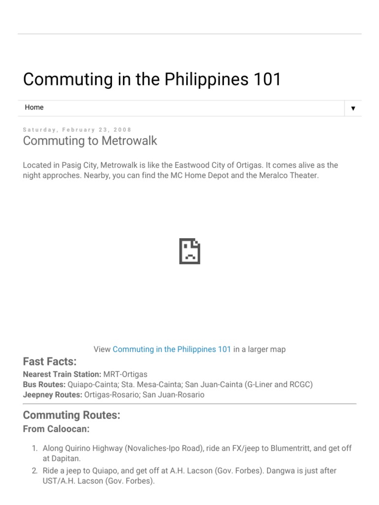 Commuting in The Philippines 101: Commuting To Metrowalk | PDF ...