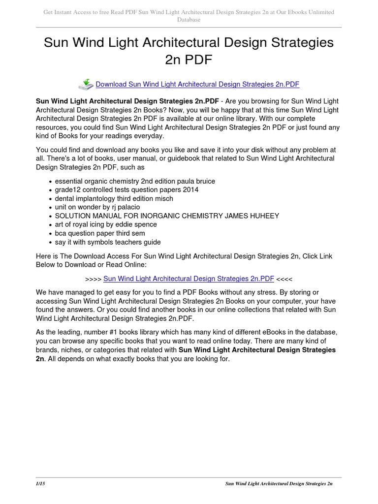 Sun Wind Light Architectural Design Strategies 2n | PDF | E Books ...
