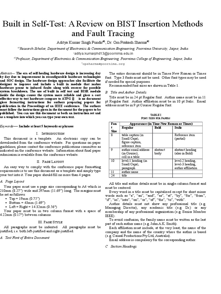 Built in Self-Test: A Review On BIST Insertion Methods and Fault ...
