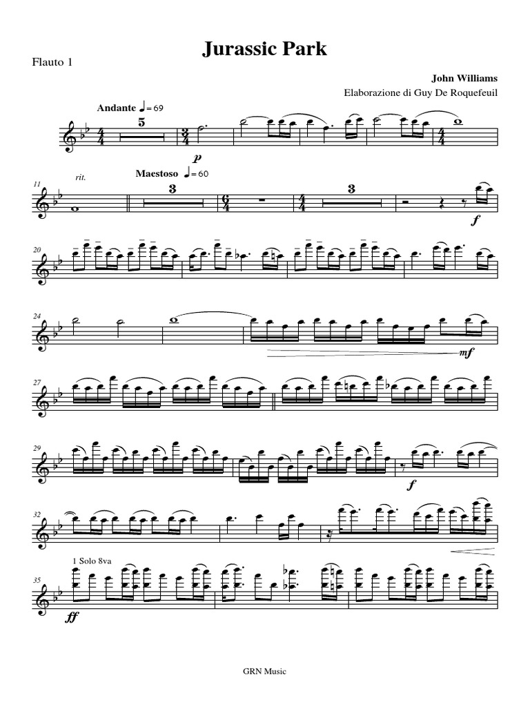 25 Jurassic Park - Flauto 1 | PDF