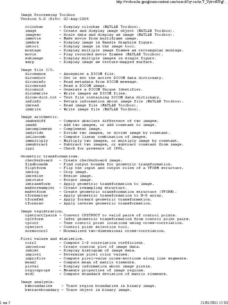 Matlab Fonction Image Processing | PDF | Fast Fourier Transform ...