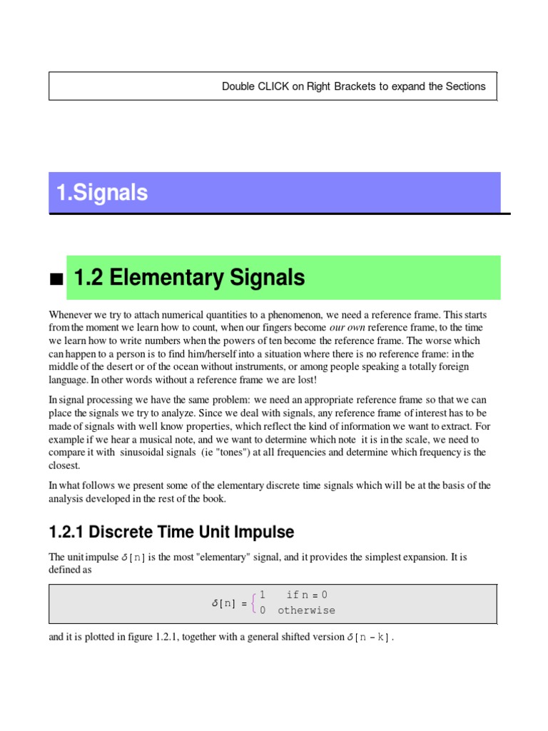 À 1.2 Elementary Signals | PDF | Frequency | Trigonometric Functions