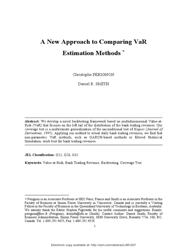 A New Approach To Comparing VaR | PDF | Value At Risk | Statistical Power