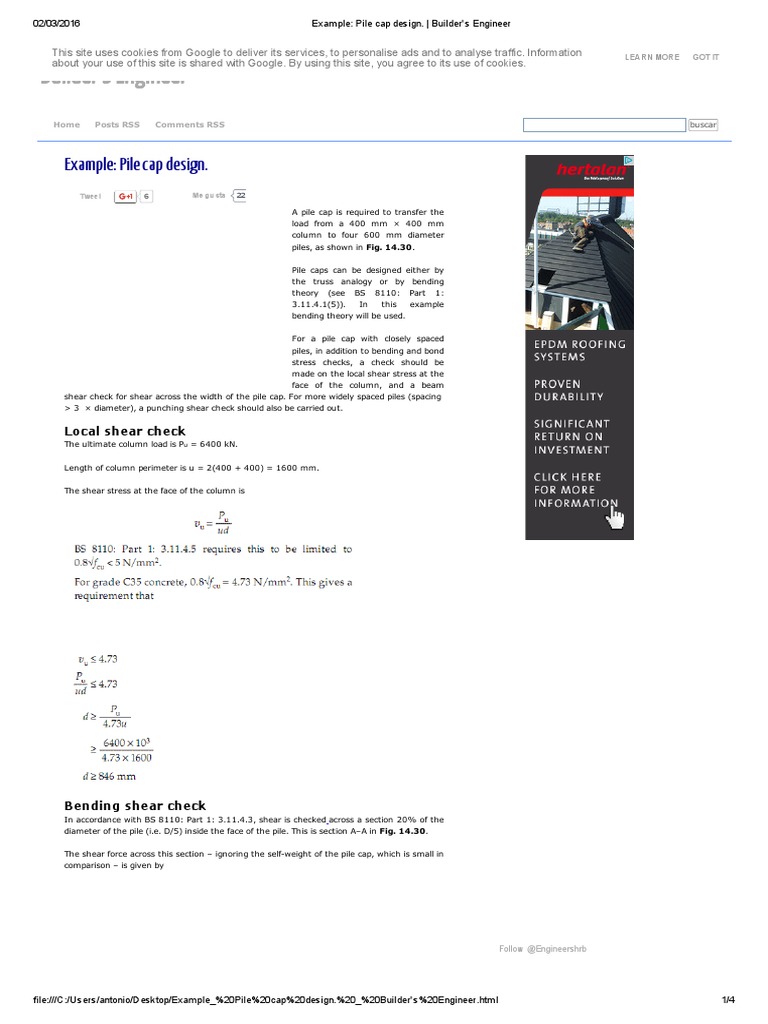 Example - Pile Cap Design | PDF | Deep Foundation | Wall