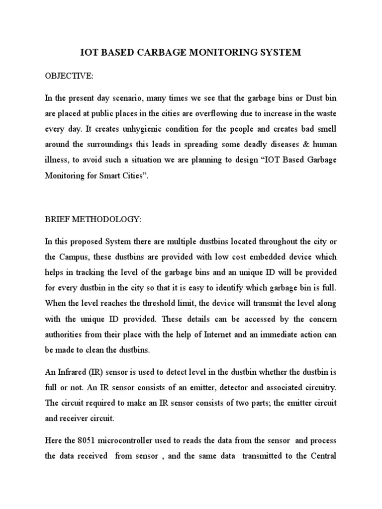 Iot Based Garbage Monitoring System | PDF