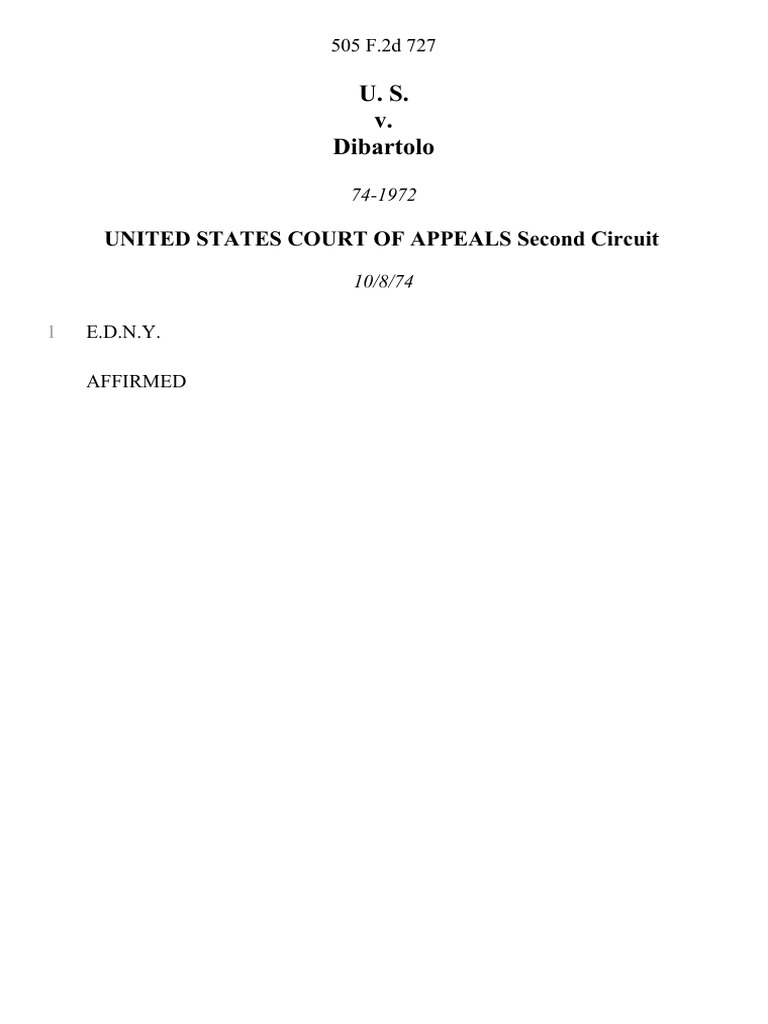 United States v. Dibartolo, 505 F.2d 727, 2d Cir. (1974) | PDF