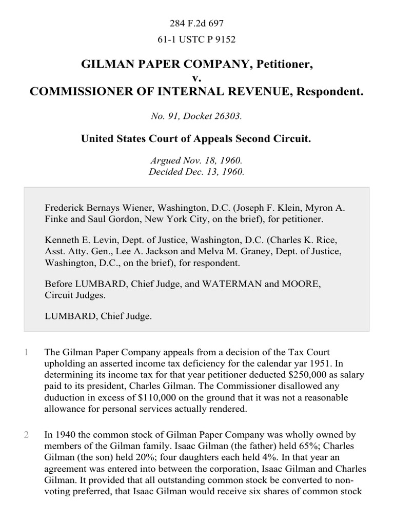 Gilman Paper Co. Tax Deduction Dispute | PDF | United States Tax Court ...